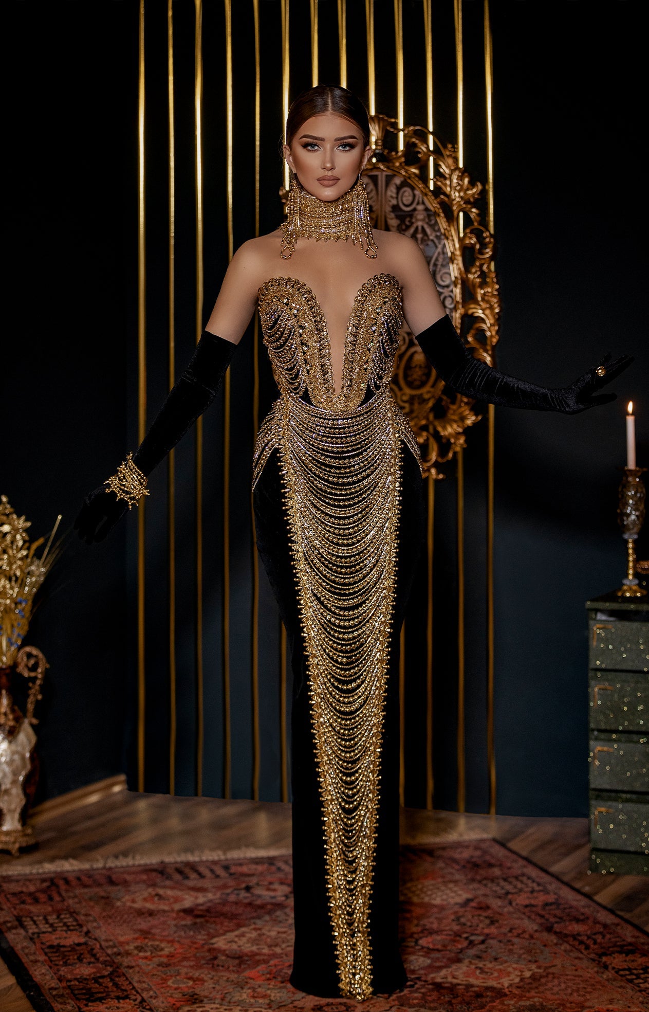 Golden Enchantment: The Majestic Cascade Gown – KUJTA & MERI